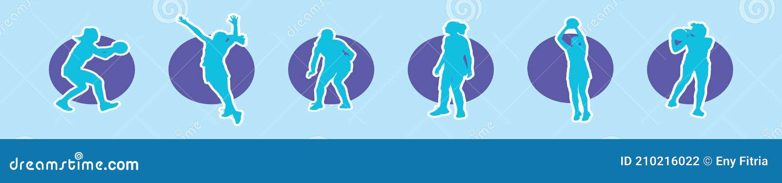 Set of Netball Cartoon Icon Design Template with Various Models. Vector ...