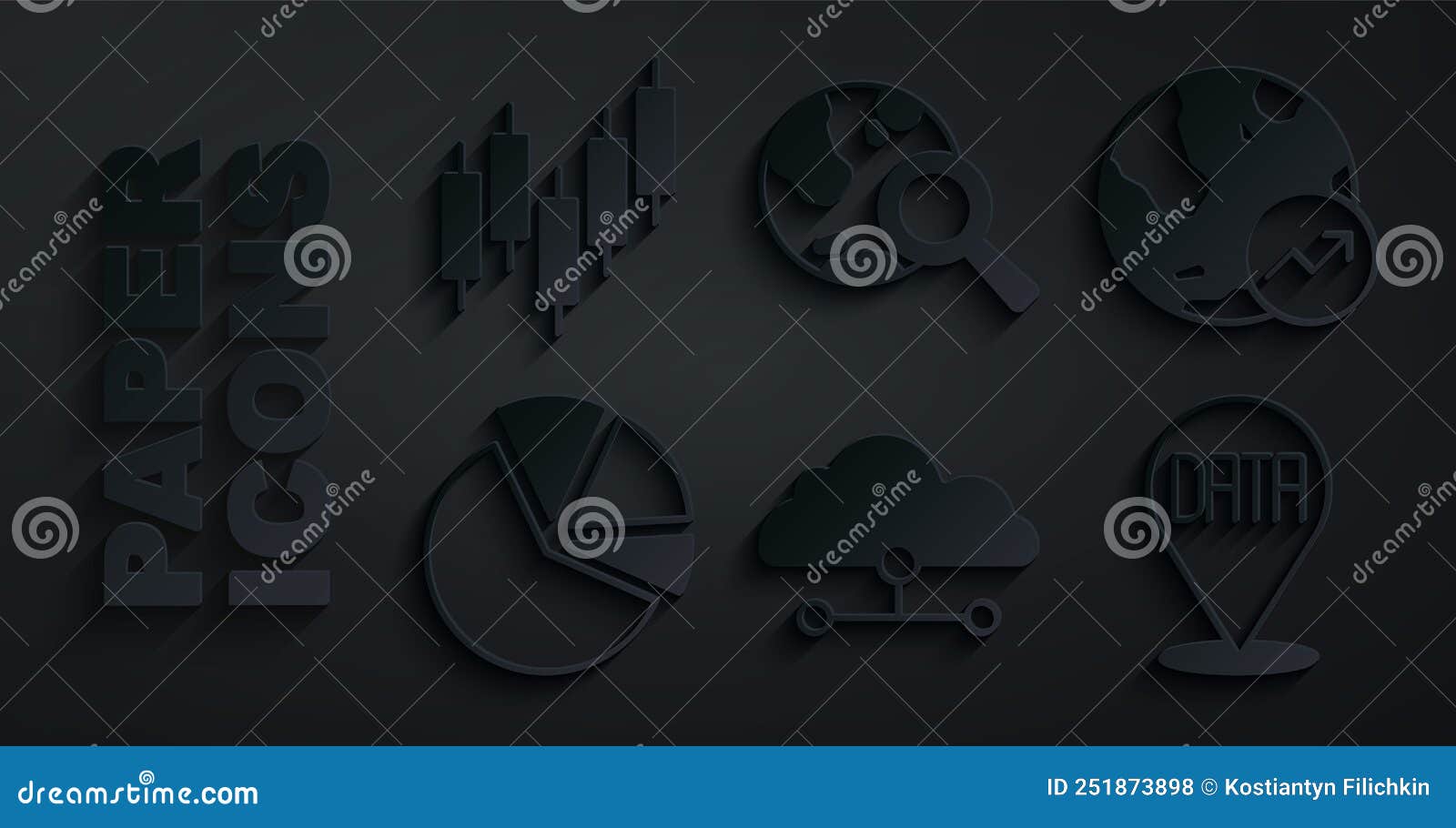 Set Network Cloud Connection, Financial Growth, Pie Chart Infographic, Data Analysis, Search ...