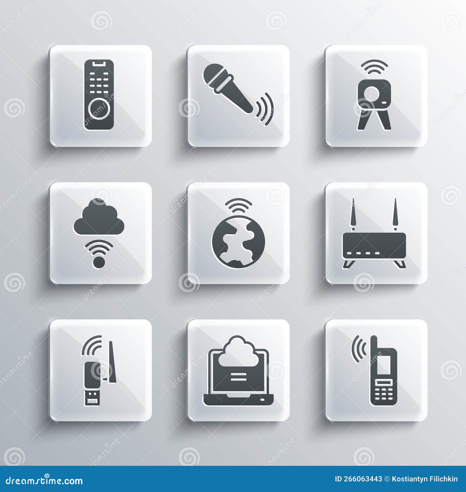 Set Network Cloud Connection, Mobile with Wi-fi Wireless, Router and Signal, Global Technology ...