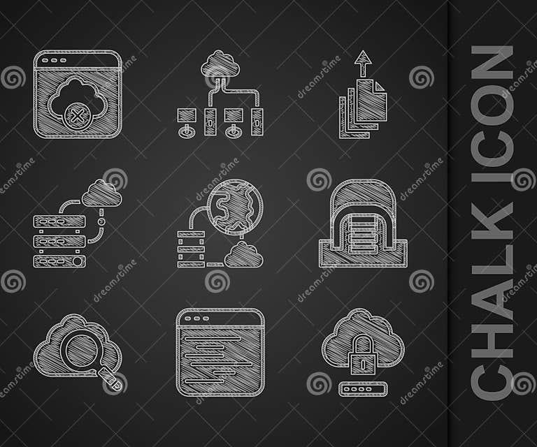 Set Network Cloud Connection Software Cloud Computing Lock Hangar With Servers Search Data