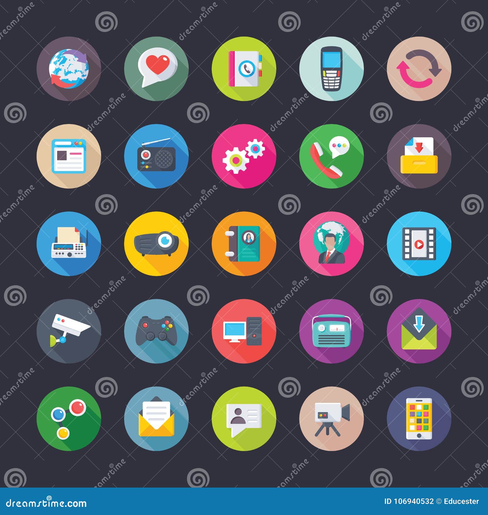 Network and Communications Vector Icons Set Stock Illustration ...