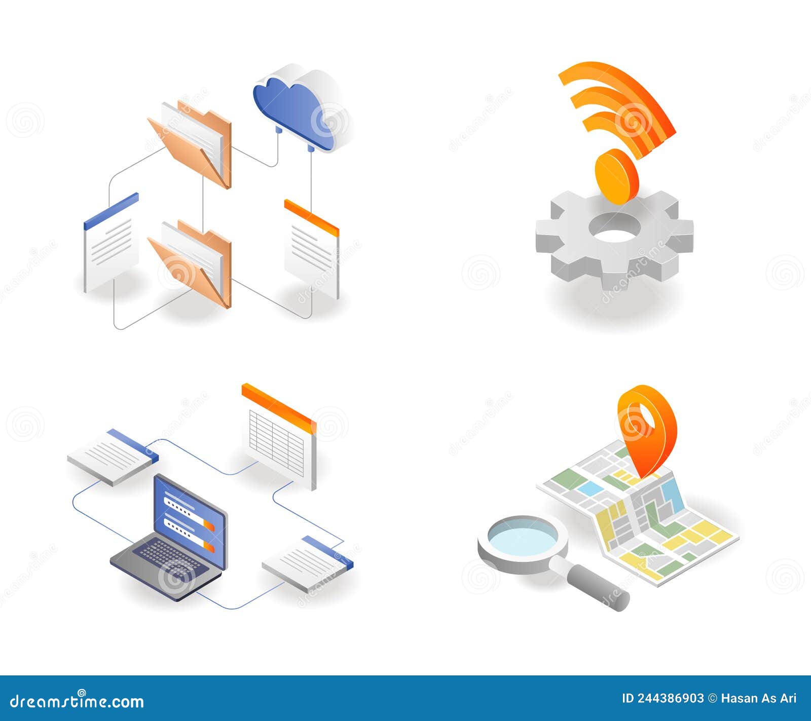 A Set of Network Icons and Map Signals Stock Illustration ...