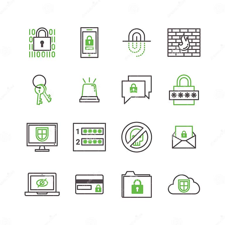 Set of Network Security Concepts. Vector Illustration Decorative Design ...