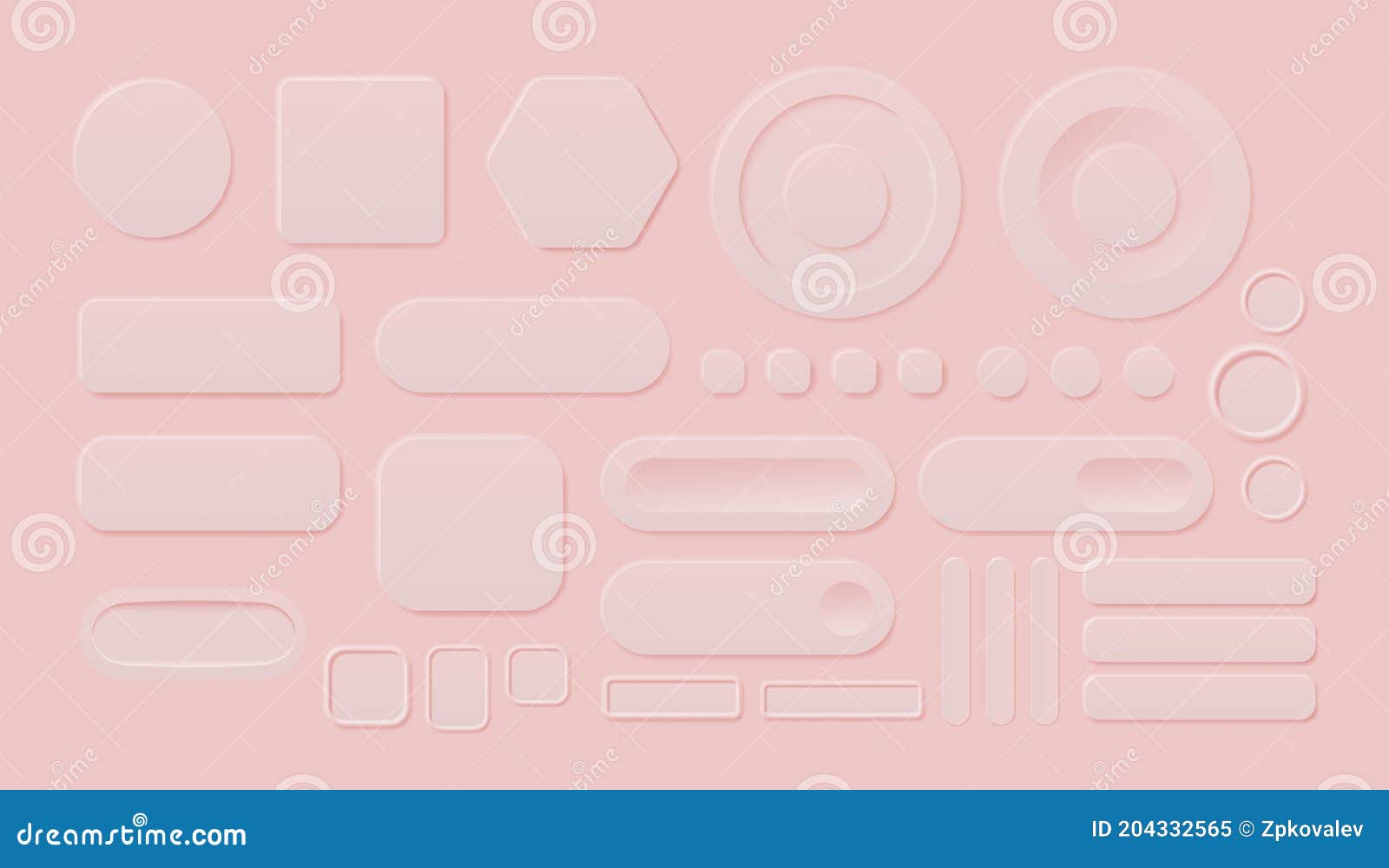 Set of Neumorphic UI Circle Light Color. Workflow Graphic Elements ...