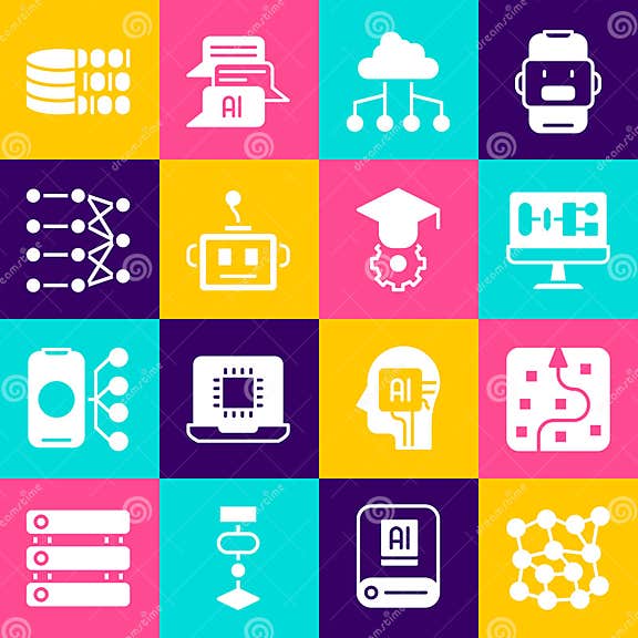 Set Neural Network Algorithm Network Cloud Connection Artificial Intelligence Robot Binary