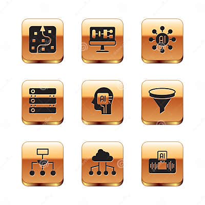 Set Neural Network, Algorithm, Network Cloud Connection, Humanoid Robot, Server, Data ...