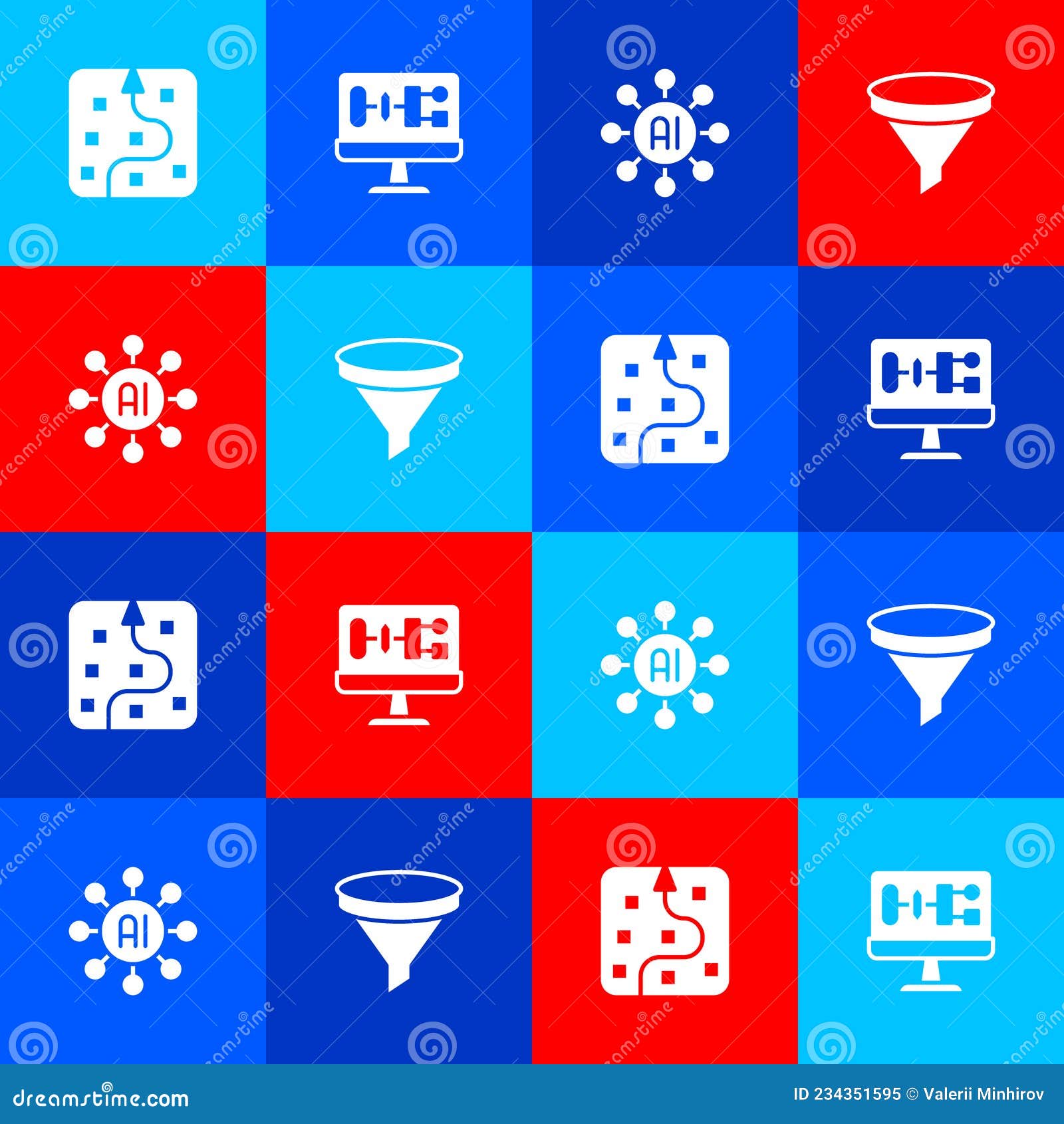 Set Neural Network, Algorithm, and Funnel Filter Icon. Vector Stock ... Set Neural Network, Algorithm, and Funnel Filter Icon. Vector Stock ...