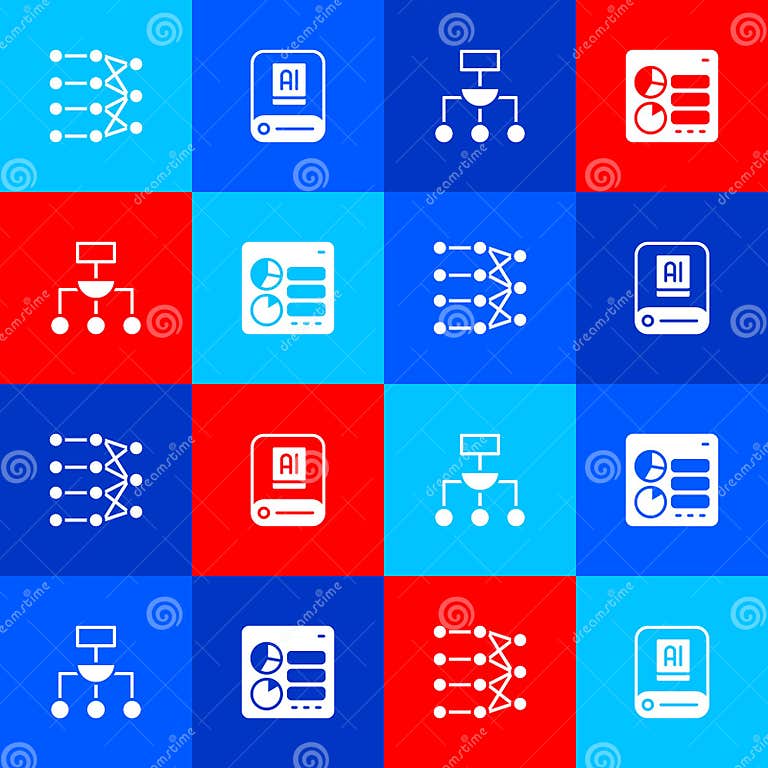 Set Neural Network, Artificial Intelligence AI, Algorithm and Computer Api Interface Icon ...