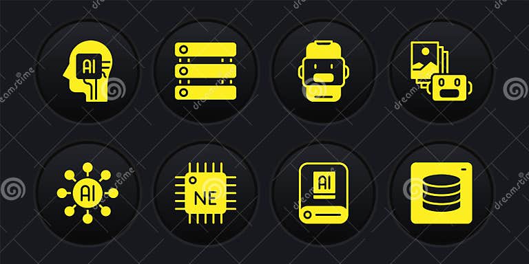 Set Neural Network, Artificial Intelligence Robot, Processor CPU, AI, Chat, Server, Data, and ...
