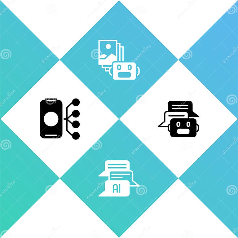 Set Neural Network, Chat Bot, Artificial Intelligence Robot and Icon. Vector Stock Vector ...