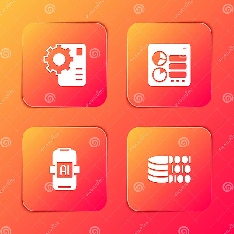 Set Neural Network, Computer Api Interface, Artificial Intelligence AI and Binary Code Icon ...