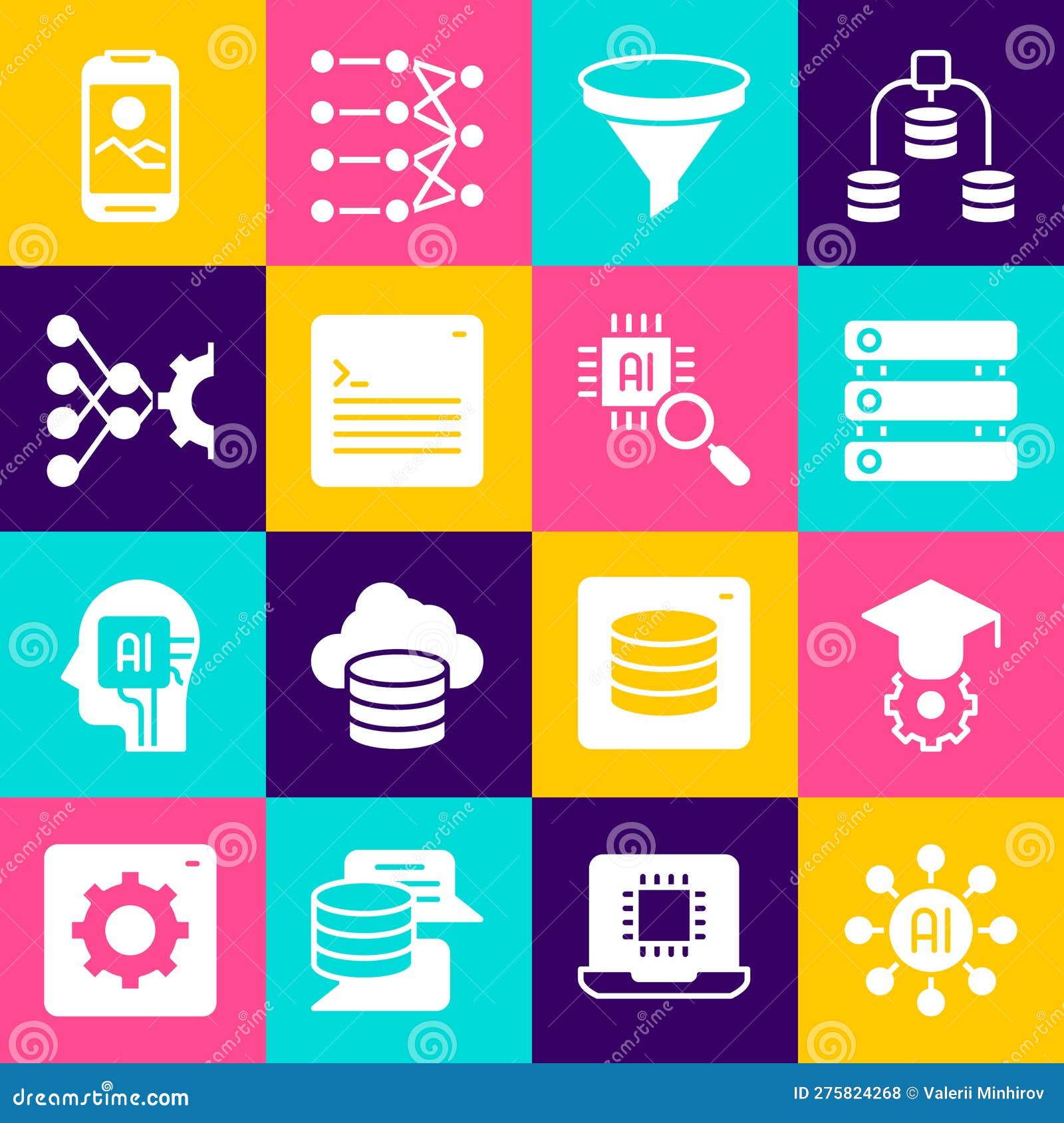 Set Neural Network Graduation Cap Server Data Funnel Filter Web Developer Programming Code