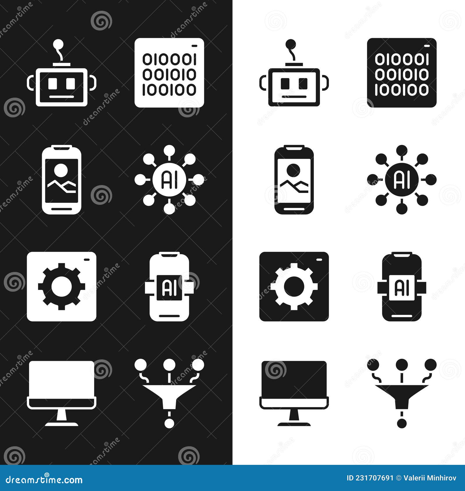 Set Neural Network Mobile Phone Artificial Intelligence Robot Binary Code Computer Api