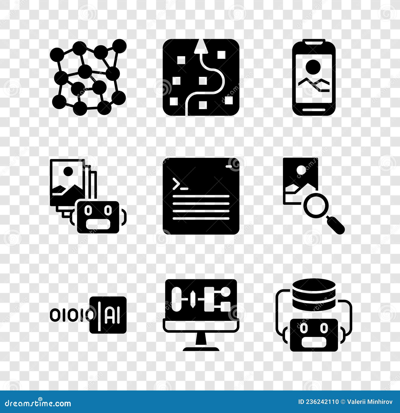 Set Neural Network Mobile Phone Binary Code Algorithm Artificial Intelligence Robot And Web