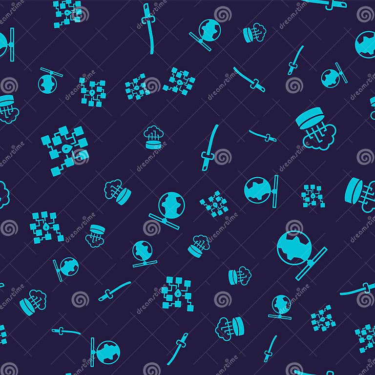 Set Neural Network Network Cloud Connection Katana And Global Technology On Seamless Pattern
