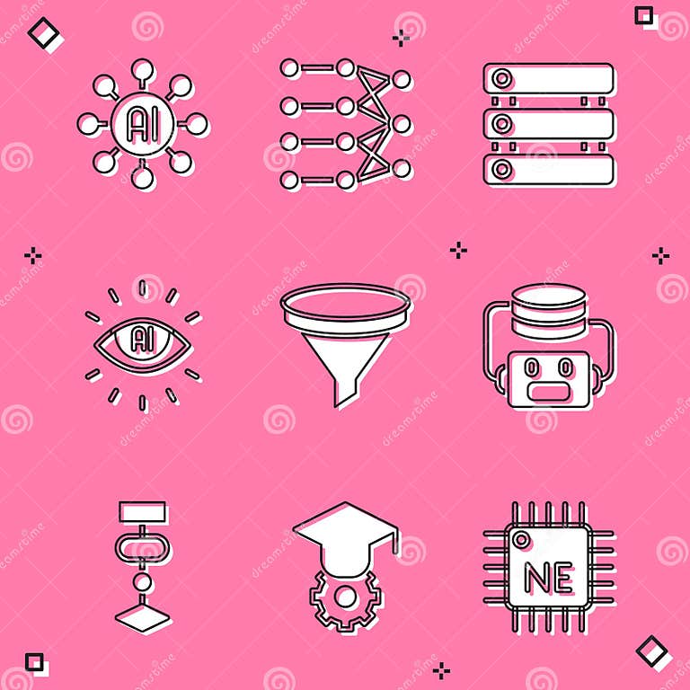 Set Neural Network, Server, Data, Artificial Intelligence AI, Funnel Filter, Robot, Algorithm ...