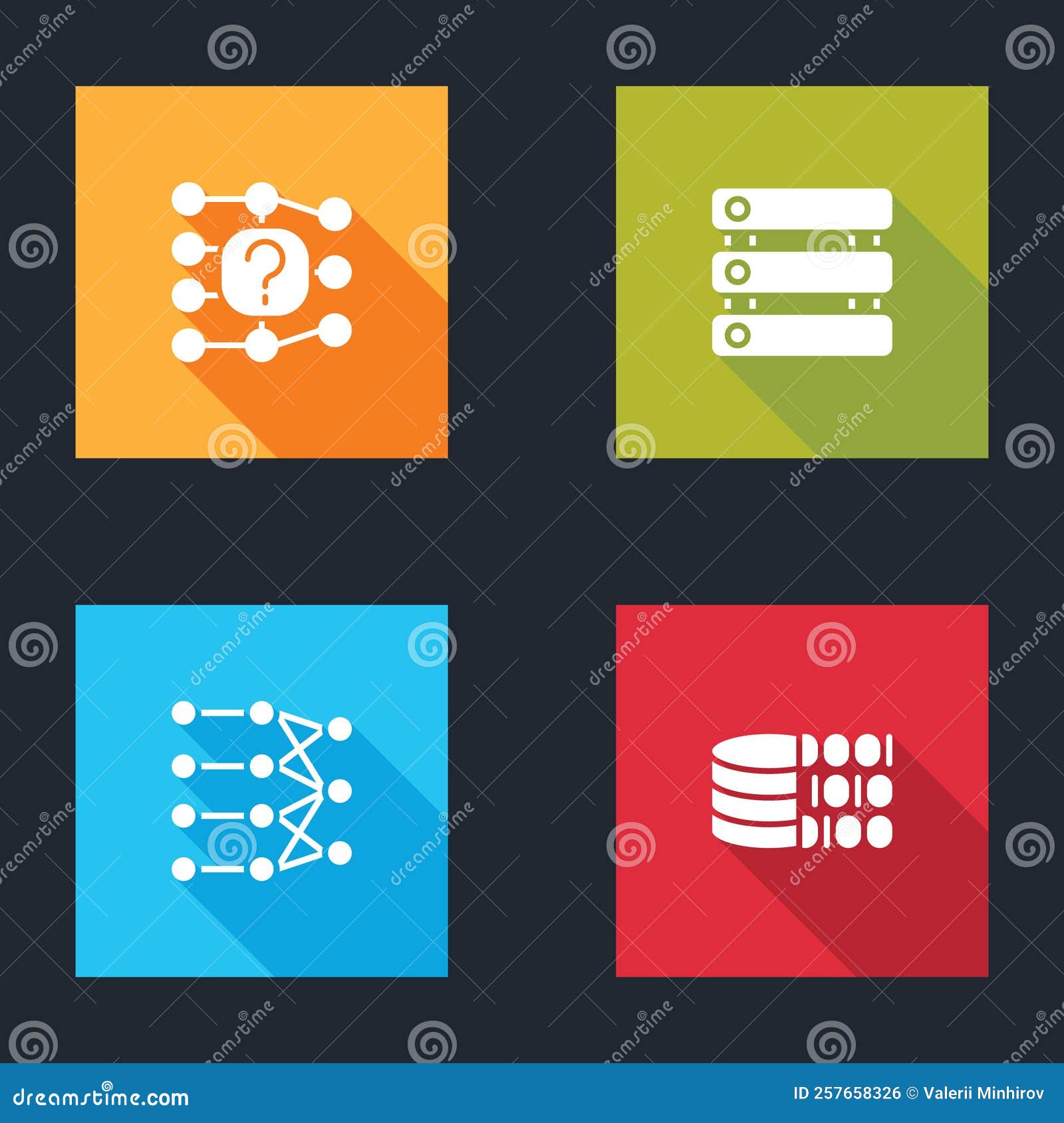 Set Neural Network Server Data And Binary Code Icon Vector Stock Vector Illustration Of 4294