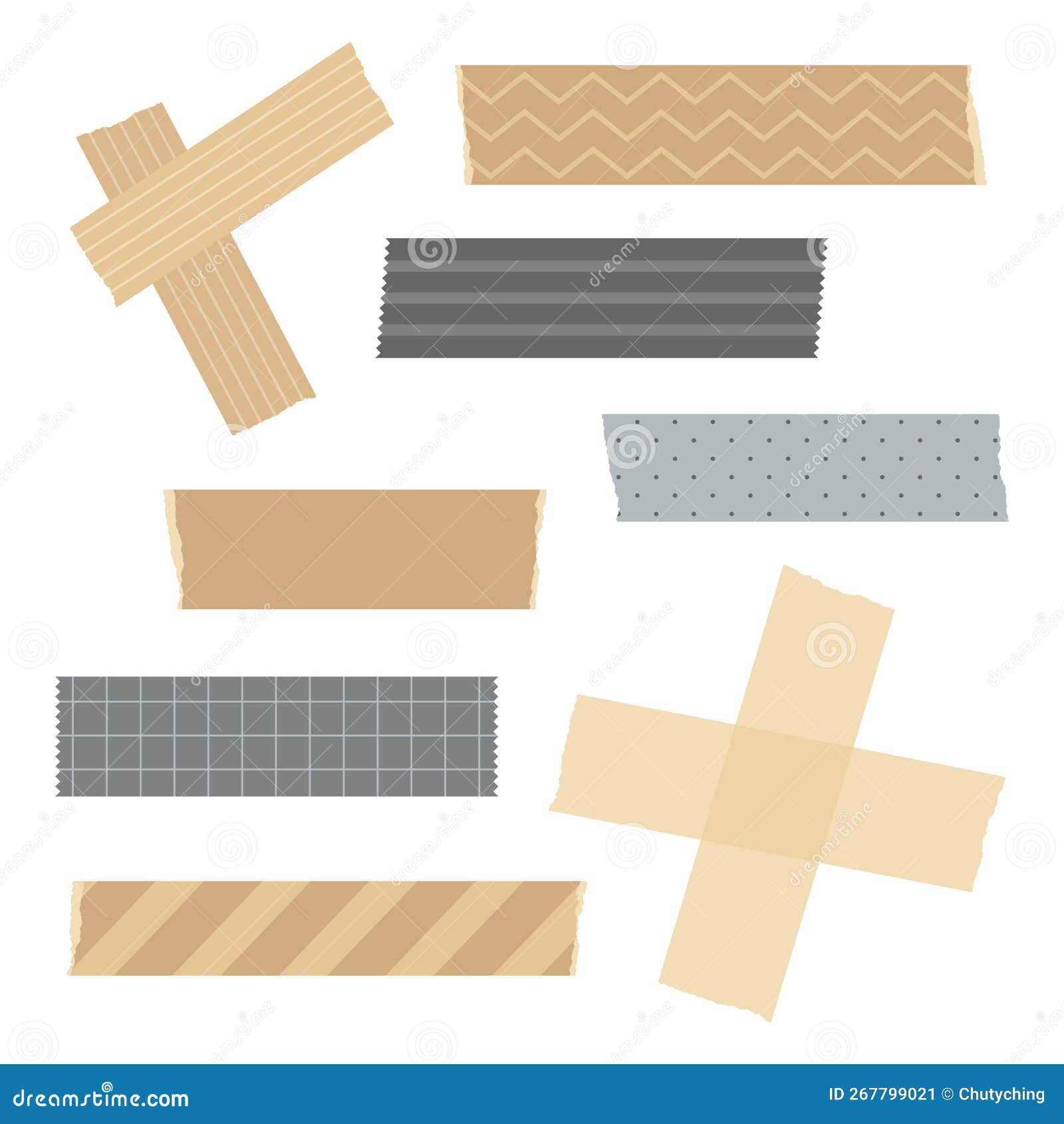 Set of Neutral Minimal Patterned Paper Decoration Tape. Stock Vector ...