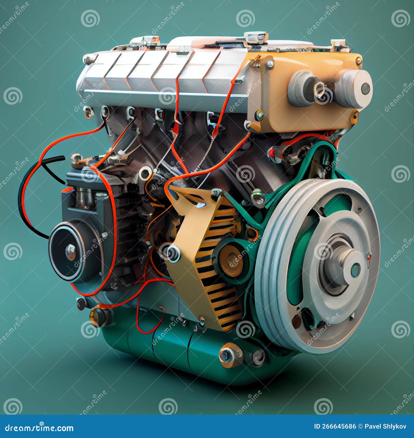 Set of New Car Electric Engine Stock Illustration - Illustration of ...