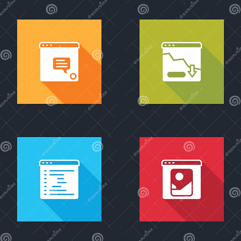 Set New Chat Messages Notification, Financial Growth Decrease, Browser Window and Photo ...