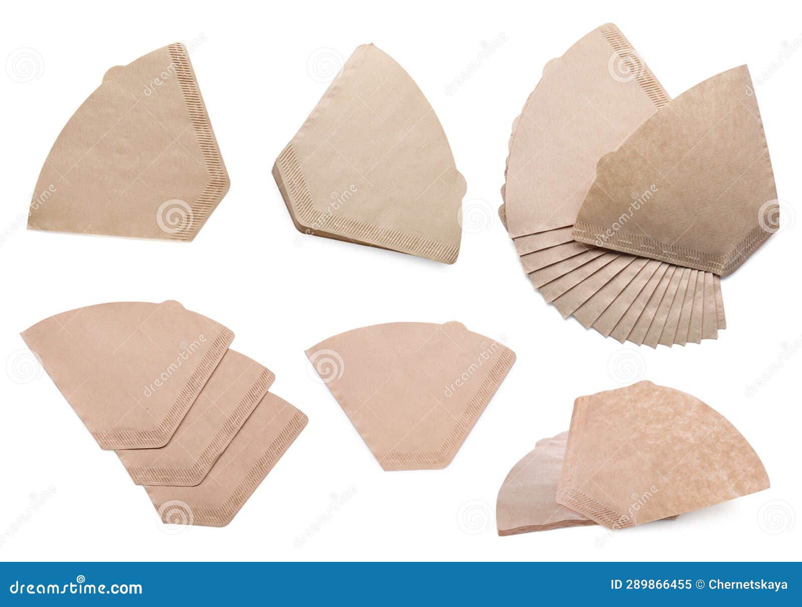 Set with New Coffee Filters Isolated on White Stock Image - Image of ...