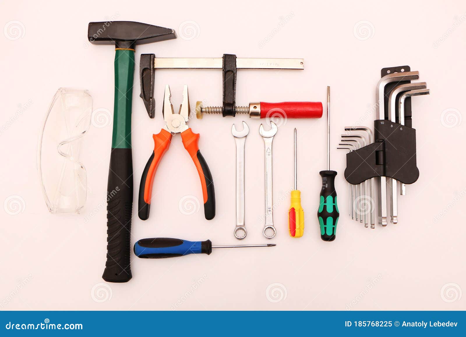 Set of a New Hand Tool on a White Background Stock Image - Image of ...