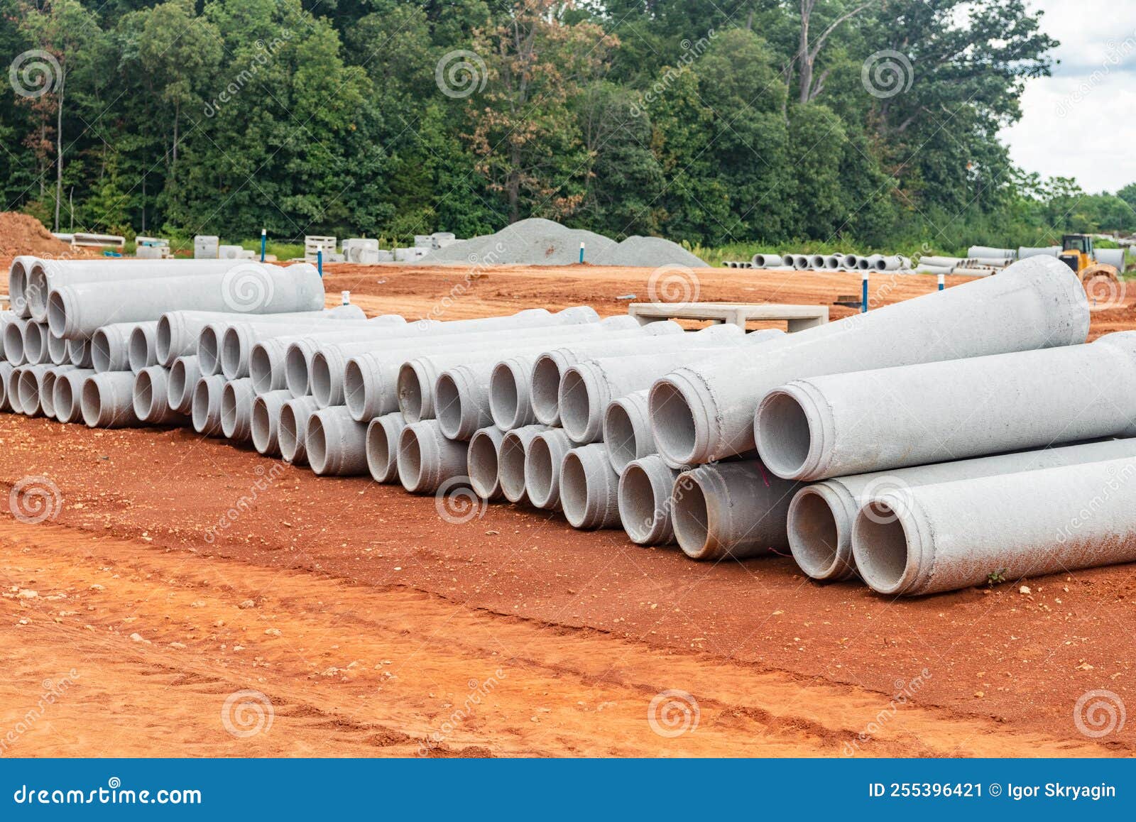 Set of New Pipes Stacked on Construction Site Stock Image - Image of ...