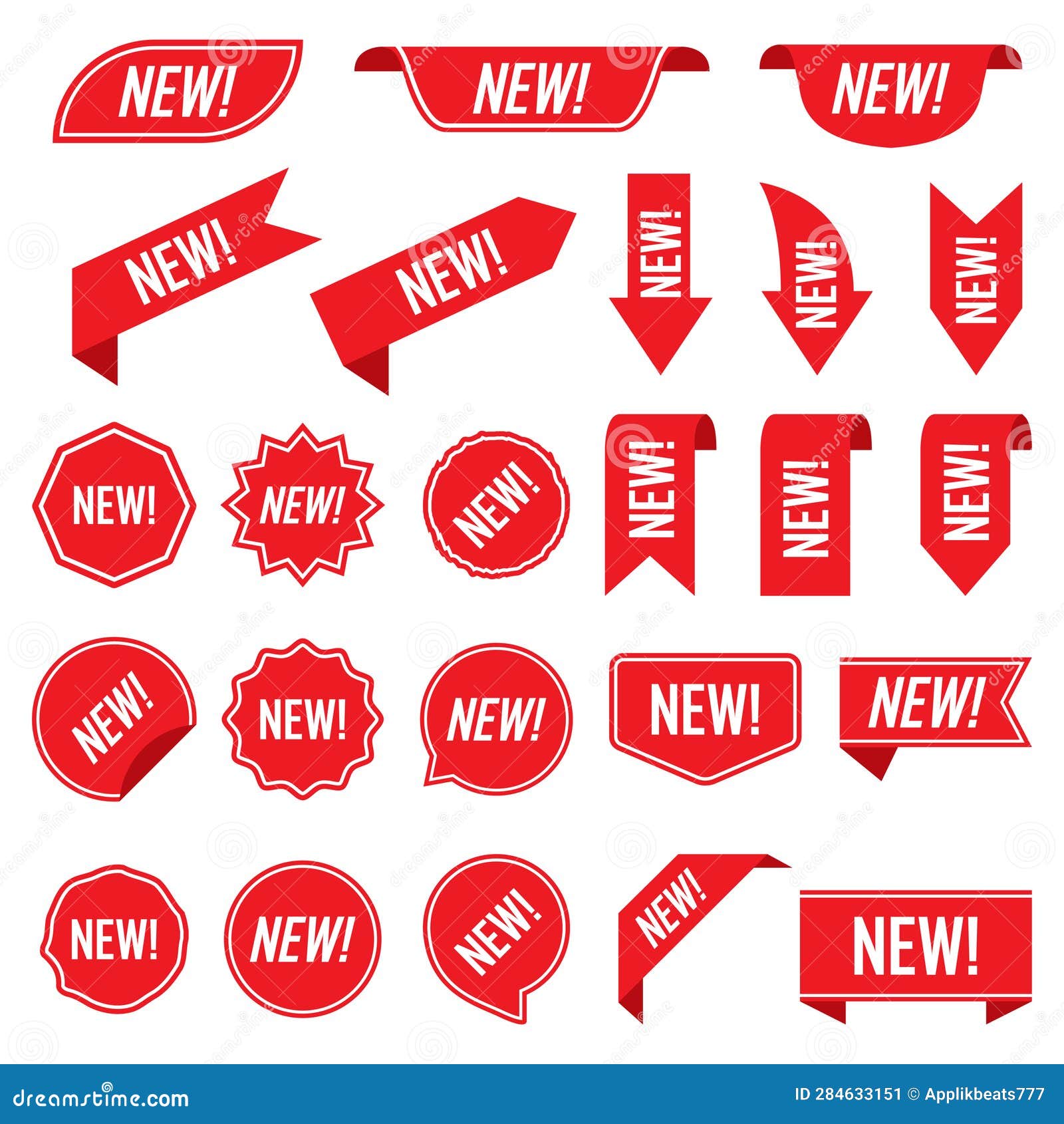 Set of New Red Labels Isolated on White Background Stock Vector ...