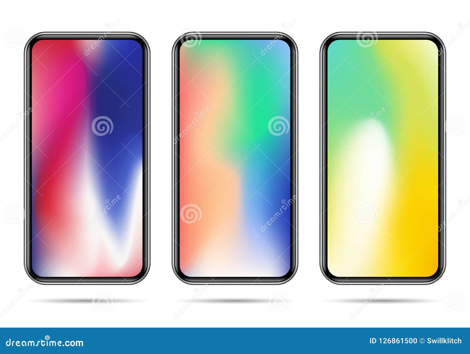 Set of New Smartphone Templates with Colorful Gradients Stock Vector ...