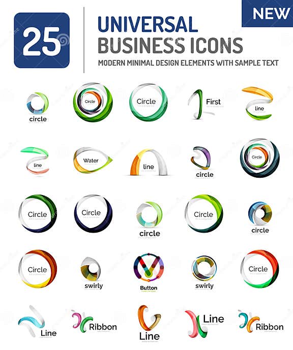 Set of New Universal Business Logos Stock Illustration - Illustration ...