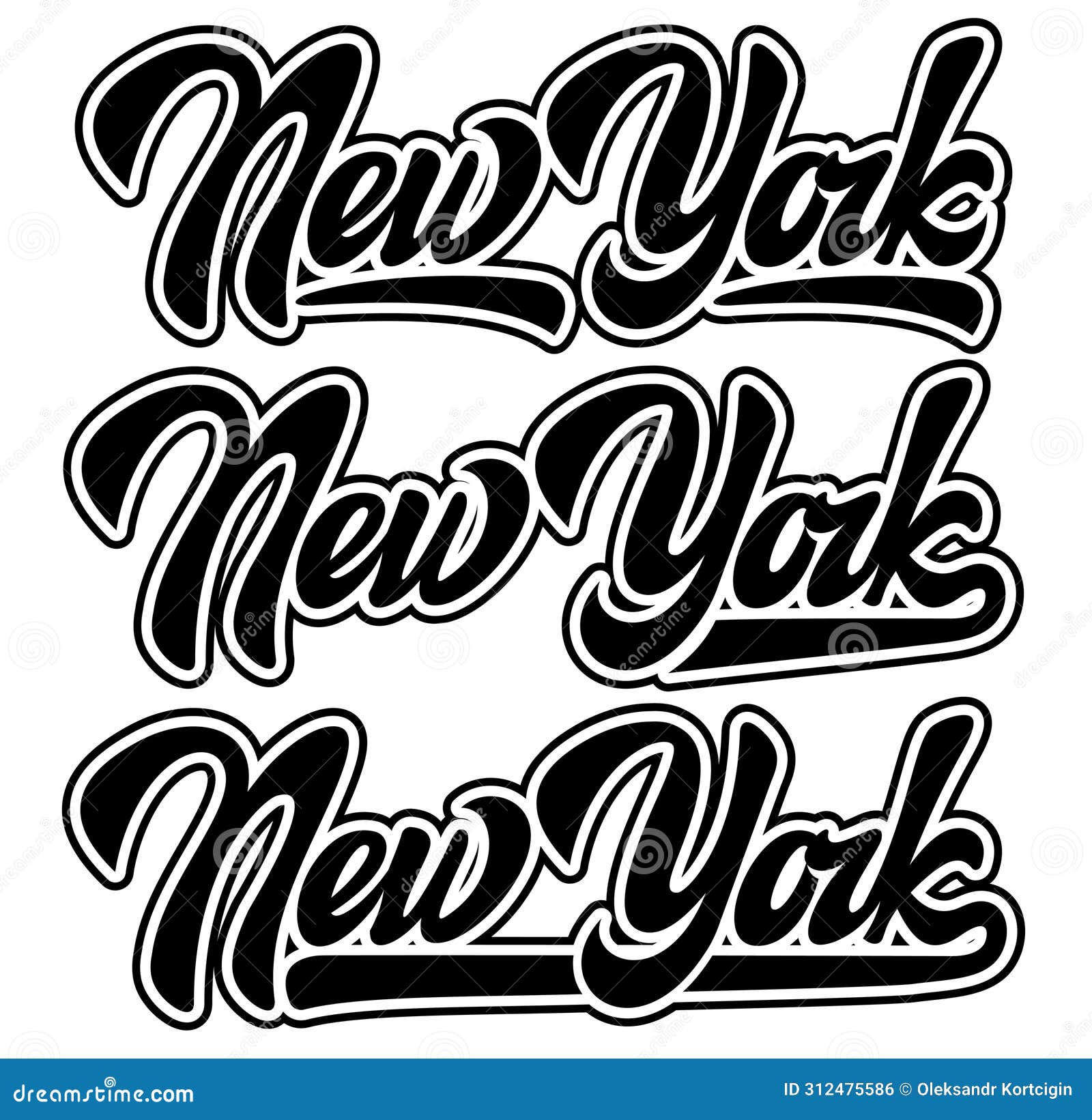 Set of New York Calligraphic Writing Vector Templates Stock Vector ...