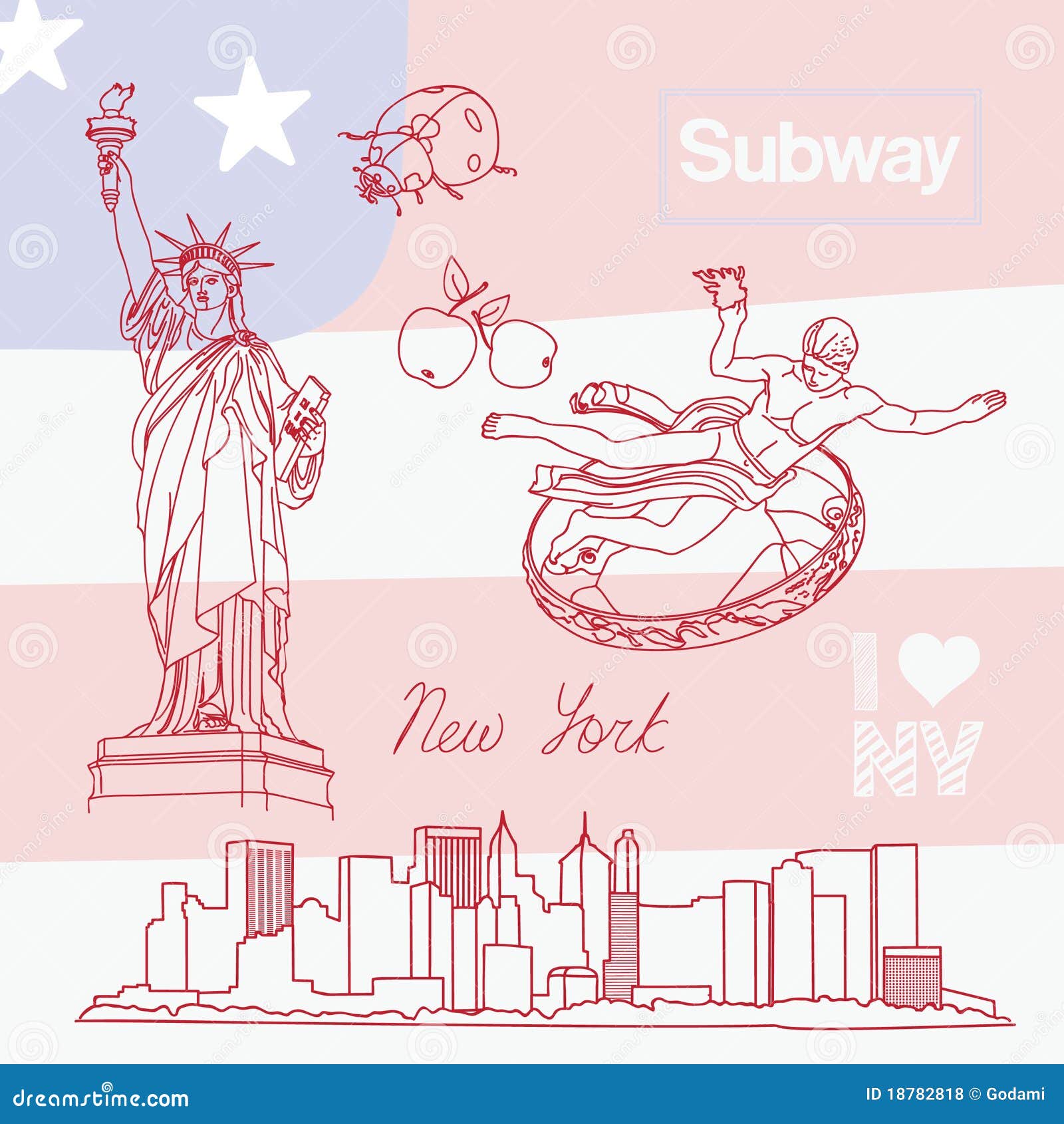 Set of New York symbols stock vector. Illustration of vacation - 18782818