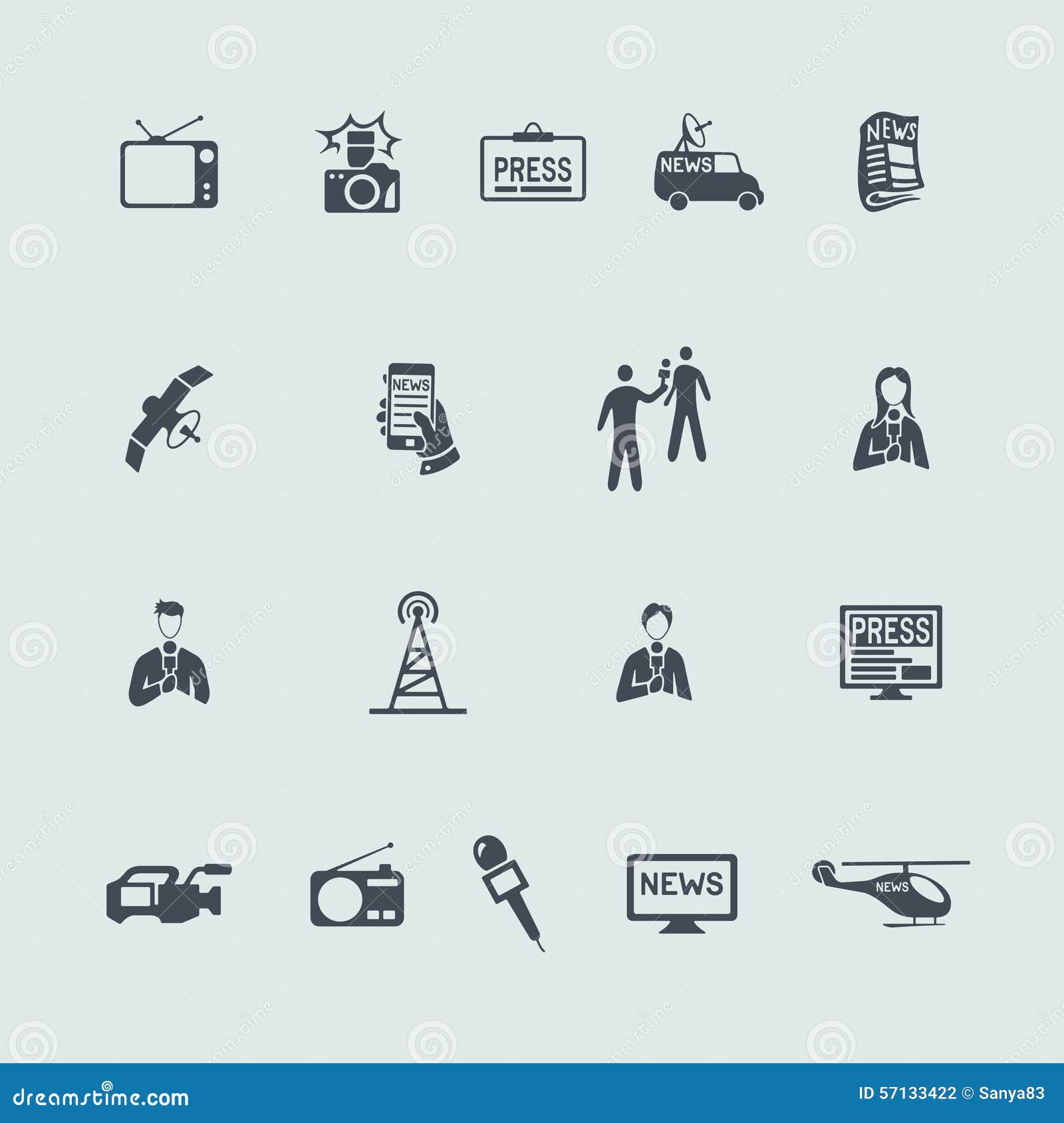 Set of news icons stock vector. Illustration of pictogram - 57133422