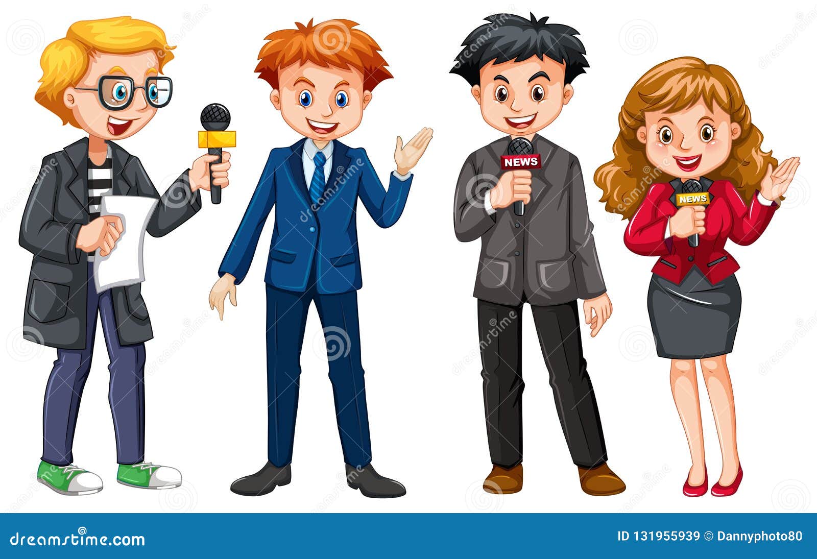 Set of News Reporter Character Stock Vector - Illustration of ...