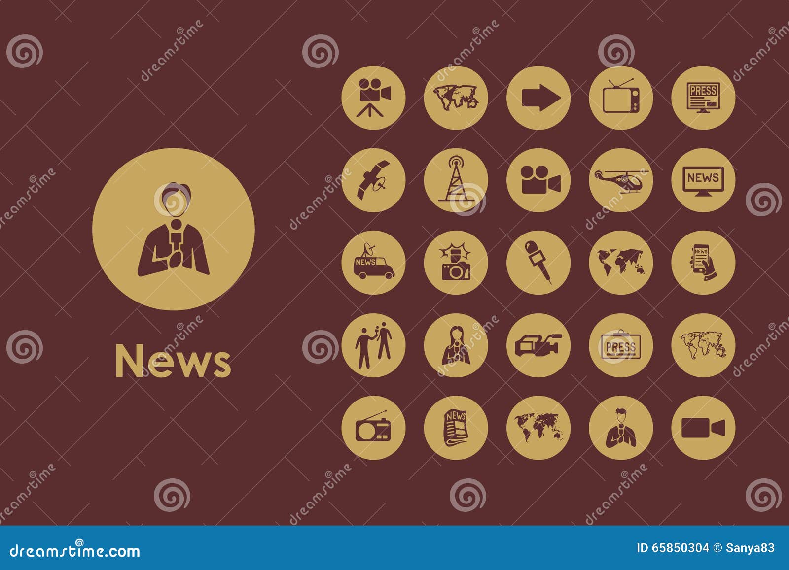 Set of news simple icons stock vector. Illustration of interviewer ...