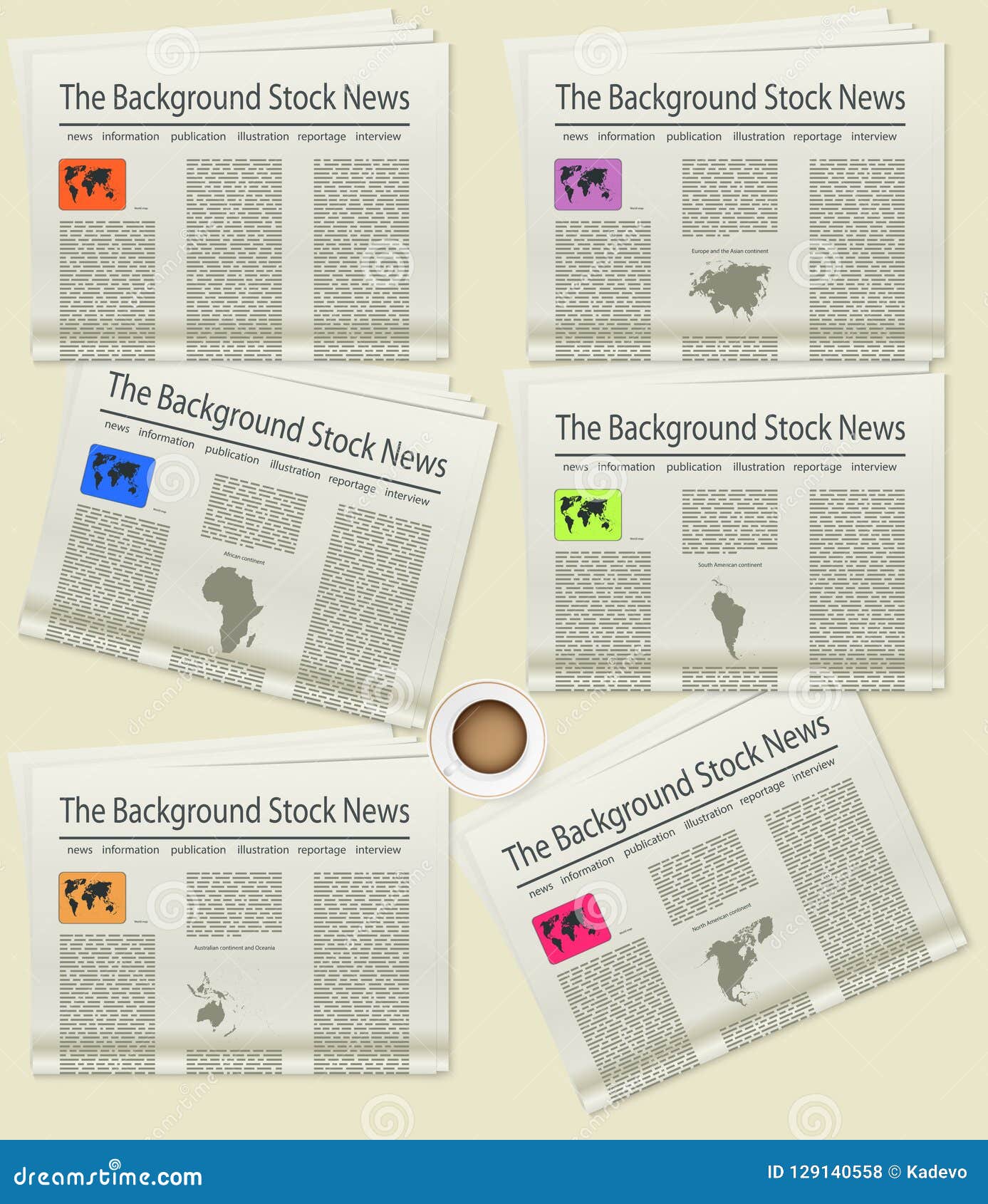 Set Newspaper. World map stock vector. Illustration of education ...