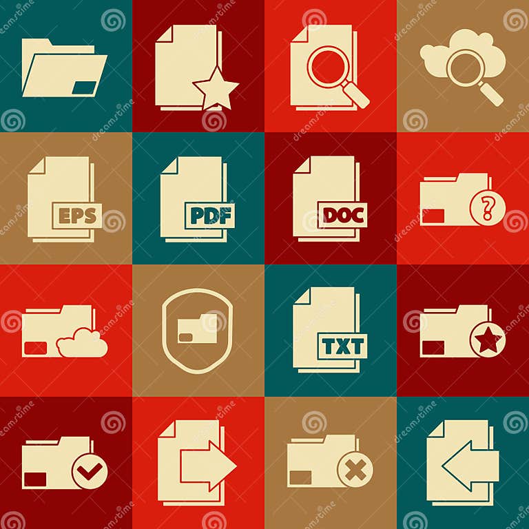 Set Next Page Arrow, Document Folder with Star, Unknown Document ...