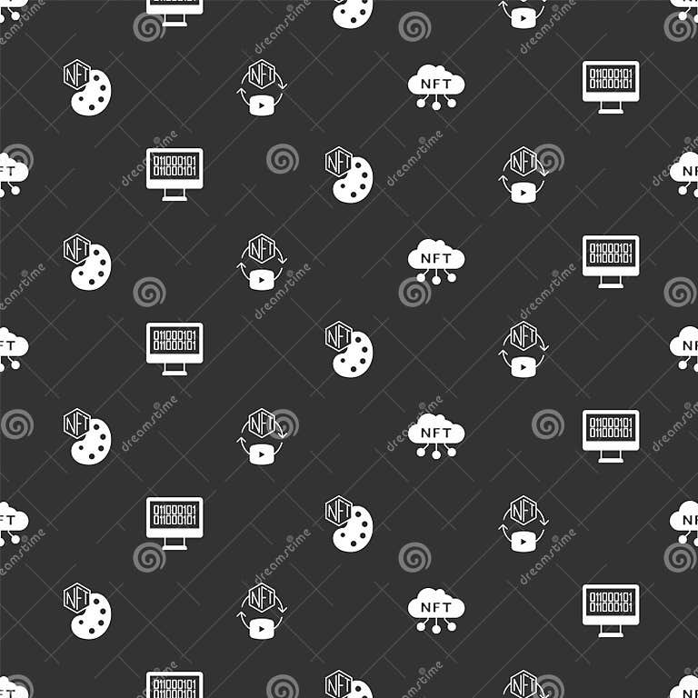 Set NFT Cloud, Binary Code, Digital Crypto Art and on Seamless Pattern ... Set NFT Cloud, Binary Code, Digital Crypto Art and on Seamless Pattern ...