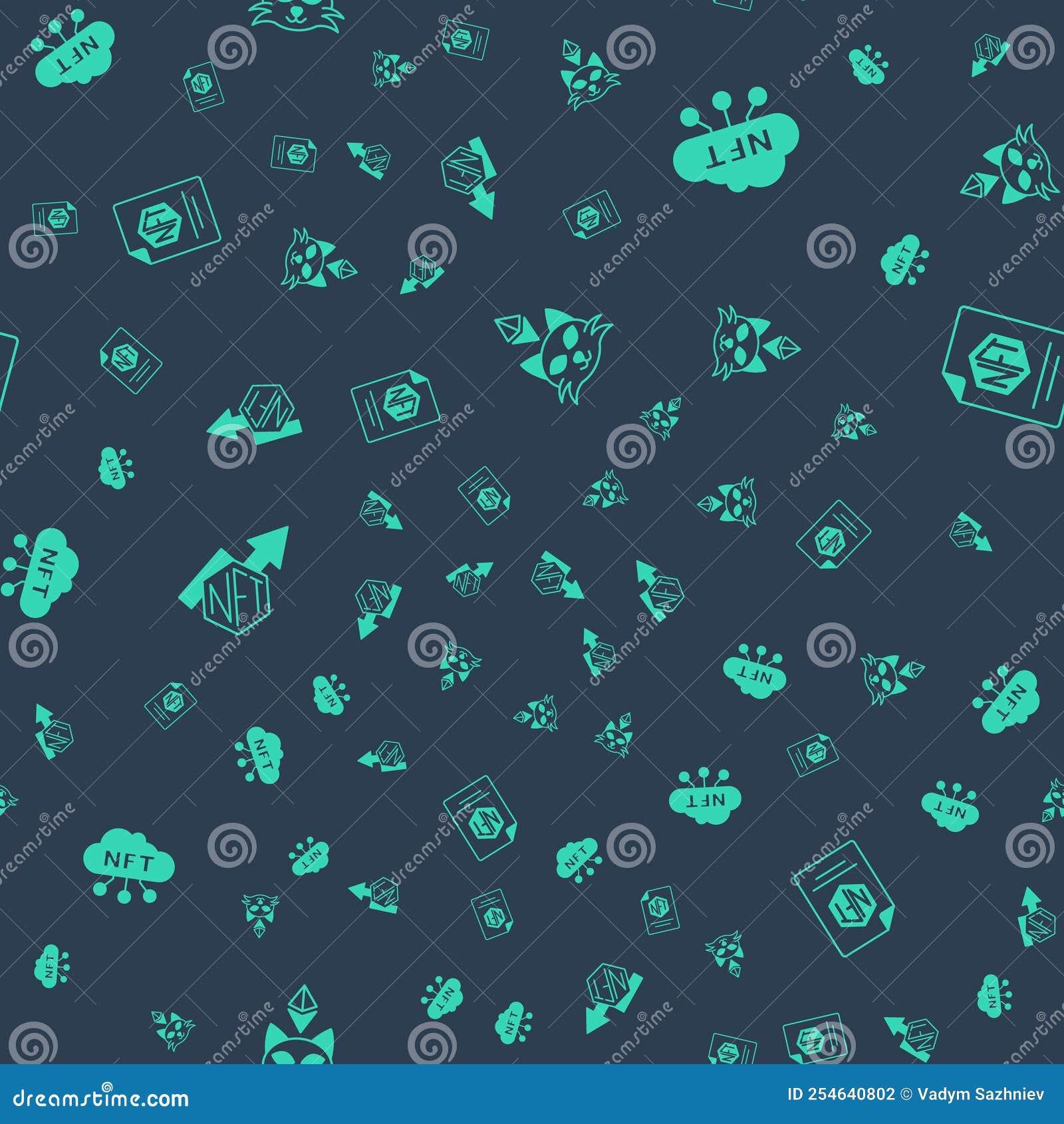 Set NFT Digital Crypto Art, Cloud, Growth Bar Chart and Contract on ...