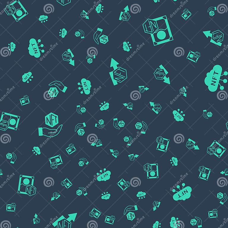 Set NFT Growth Bar Chart, Digital Crypto, and Cloud on Seamless Pattern ...