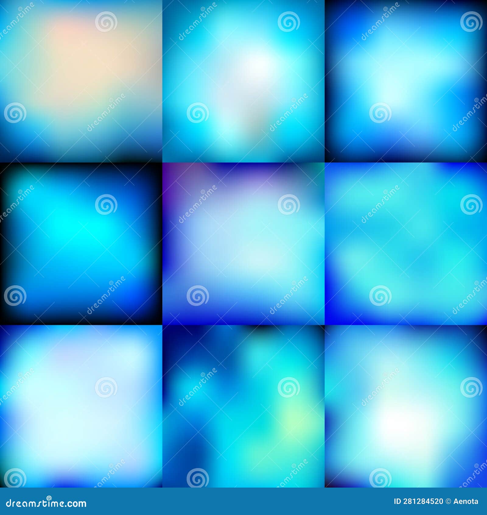 Set of Nice Blue Mesh Gradient - Vector Illustration Stock Vector ...