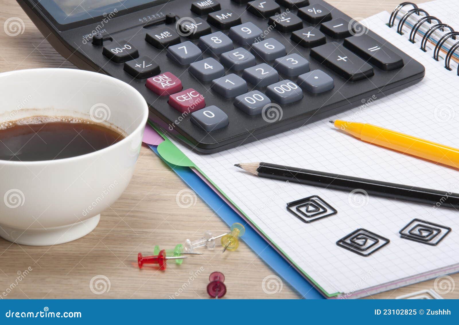A Set of Nice Office Materials Stock Image - Image of calculator, black ...