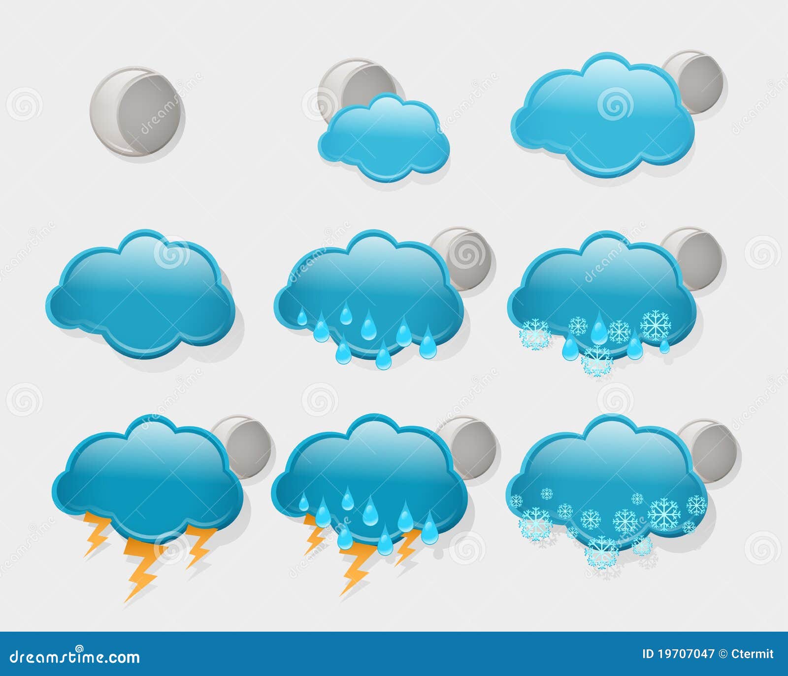 Set of Night Weather Forecast Icons Stock Vector - Illustration of ...