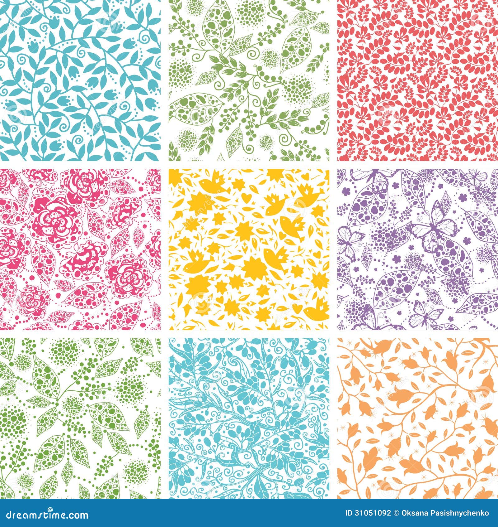 Nine Abstract Patterns In A 3x3 Grid, Each Featuring Distinct Color ...