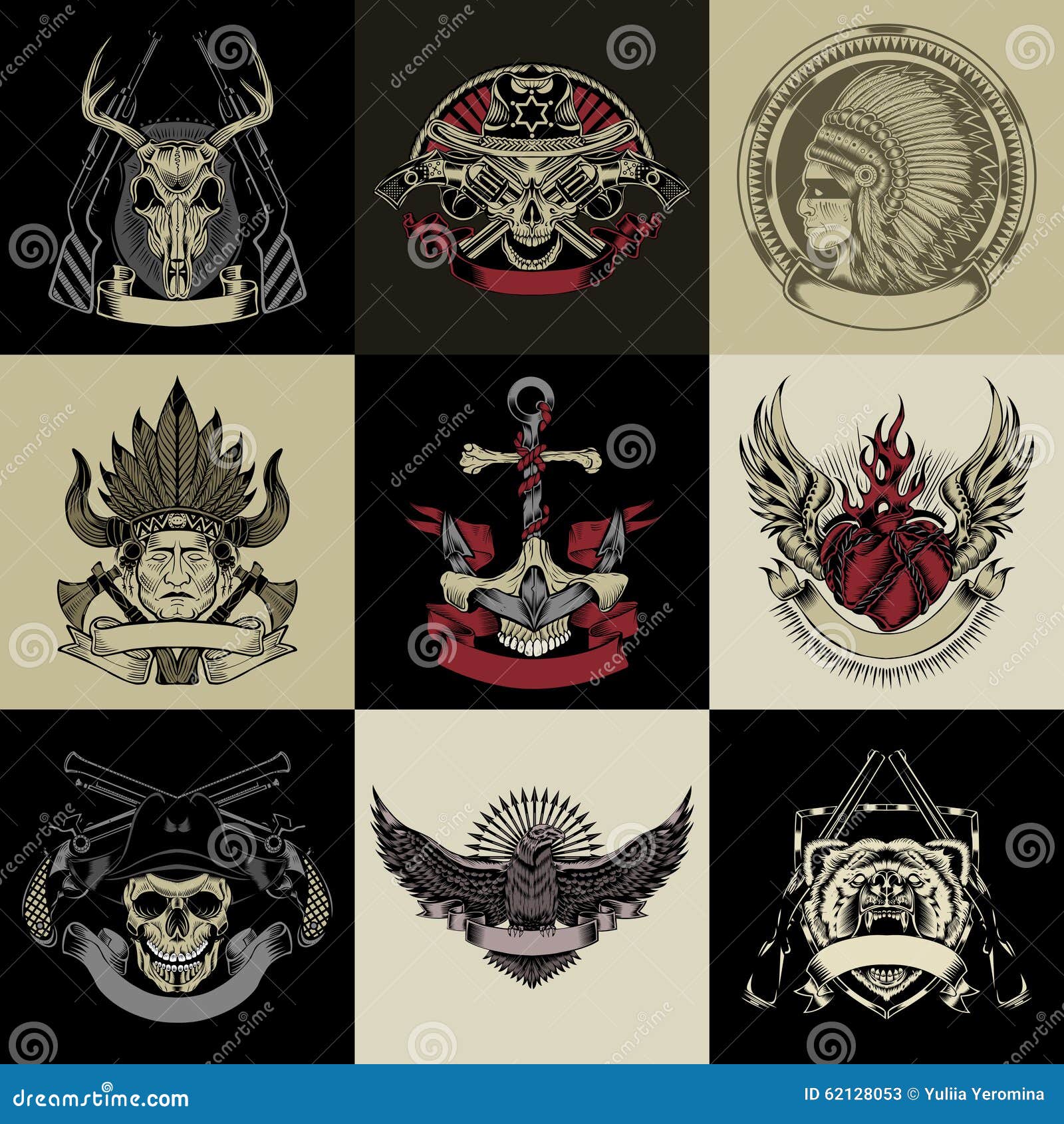 Set of nine art label stock vector. Illustration of bandit - 62128053