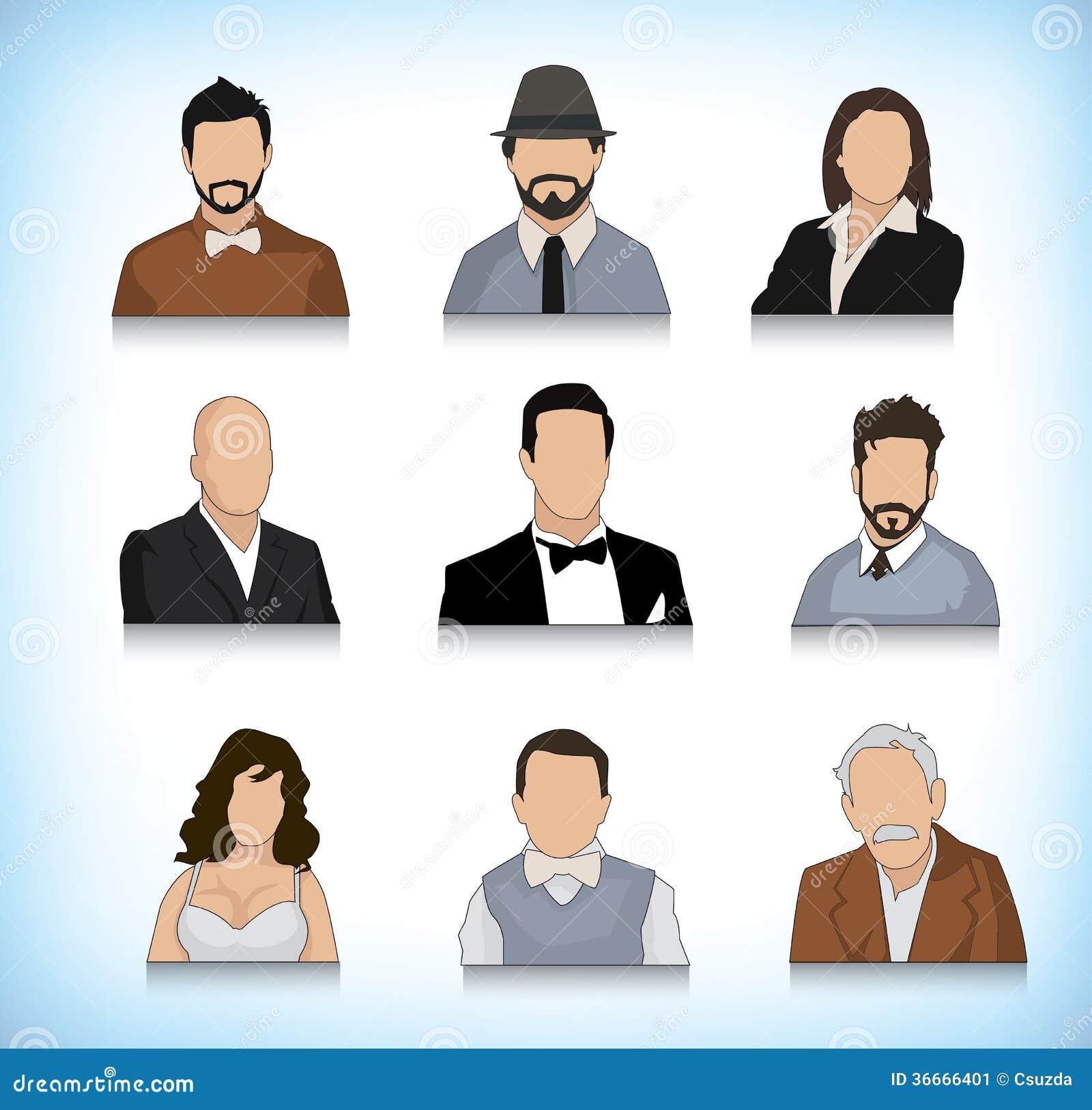 Set of nine avatars stock vector. Illustration of face - 36666401