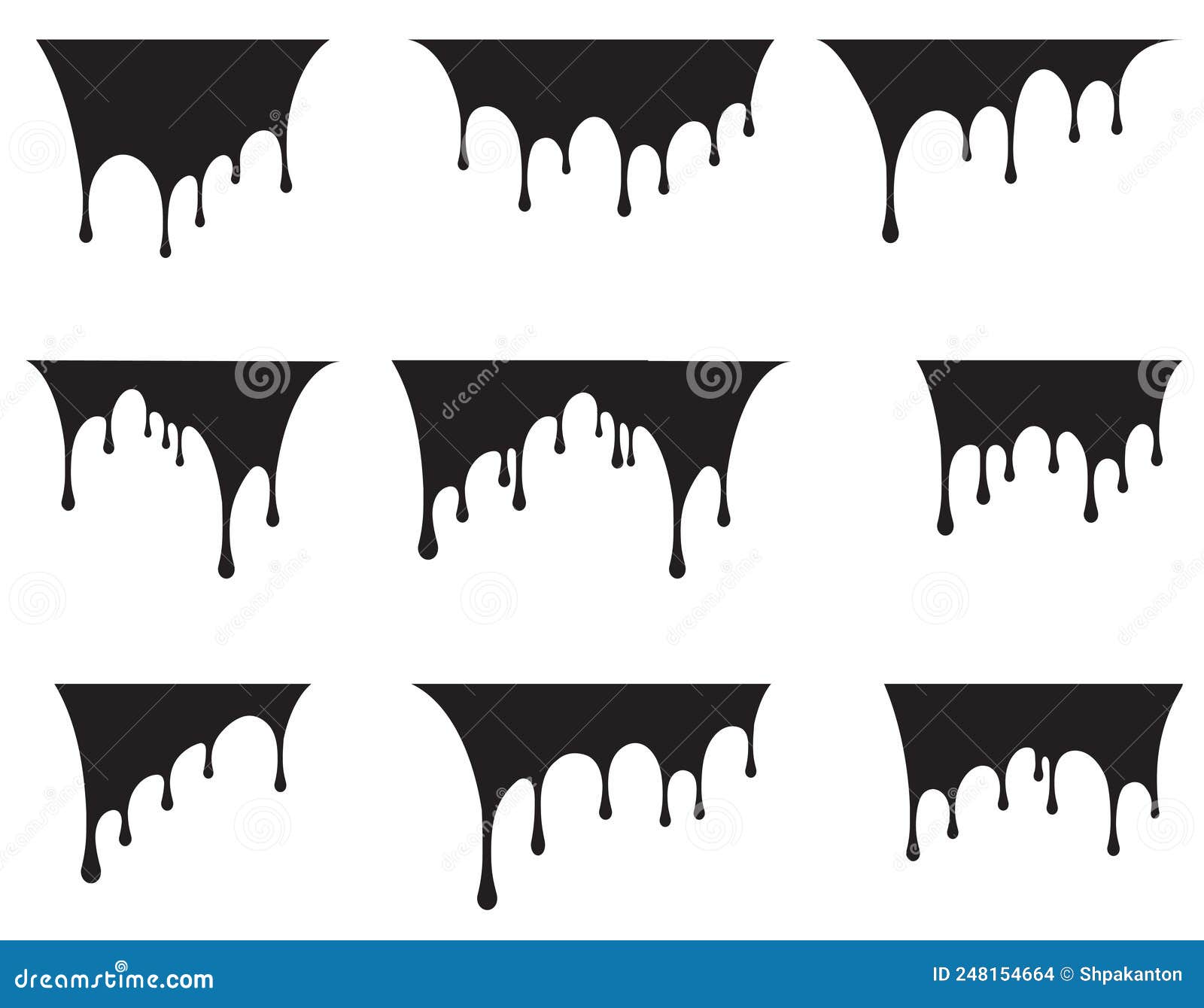 Black Melt Drips Or Liquid Paint Drops Vector Icons | CartoonDealer.com ...