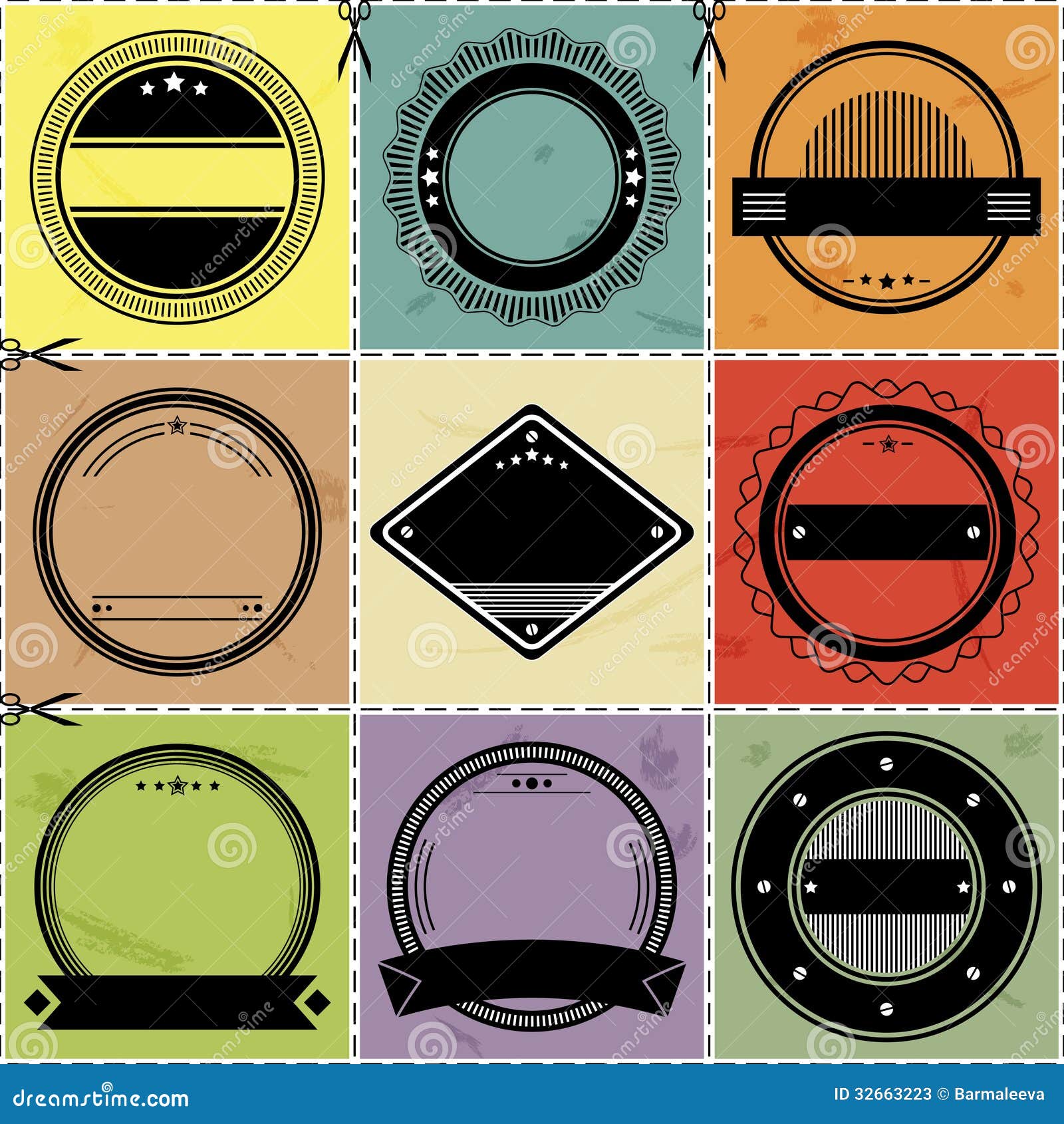 Set of Nine Blanc Labels with Retro Styled Design Stock Vector ...