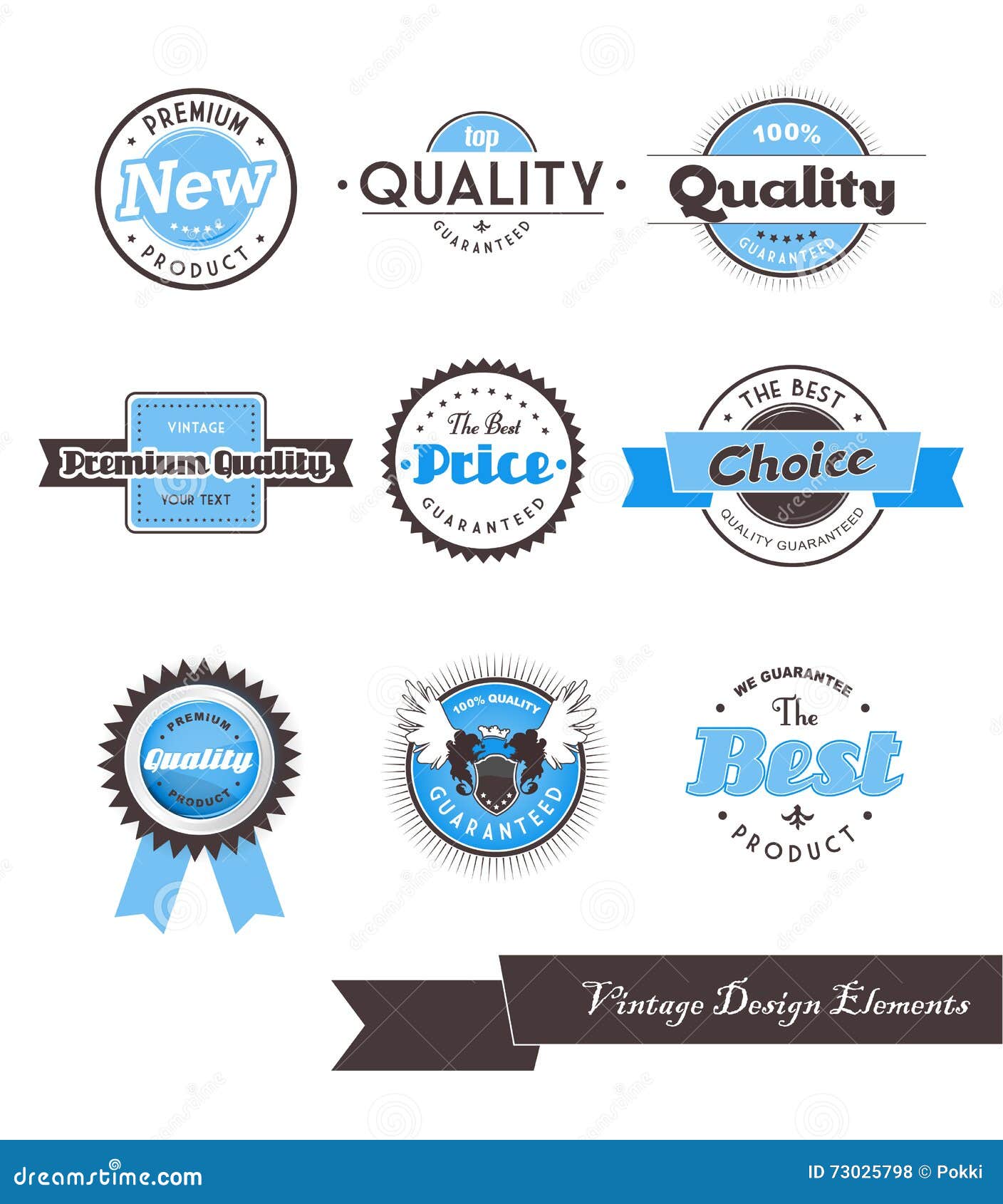 Set of Nine Blue Vintage Labels. Stock Vector - Illustration of icon ...