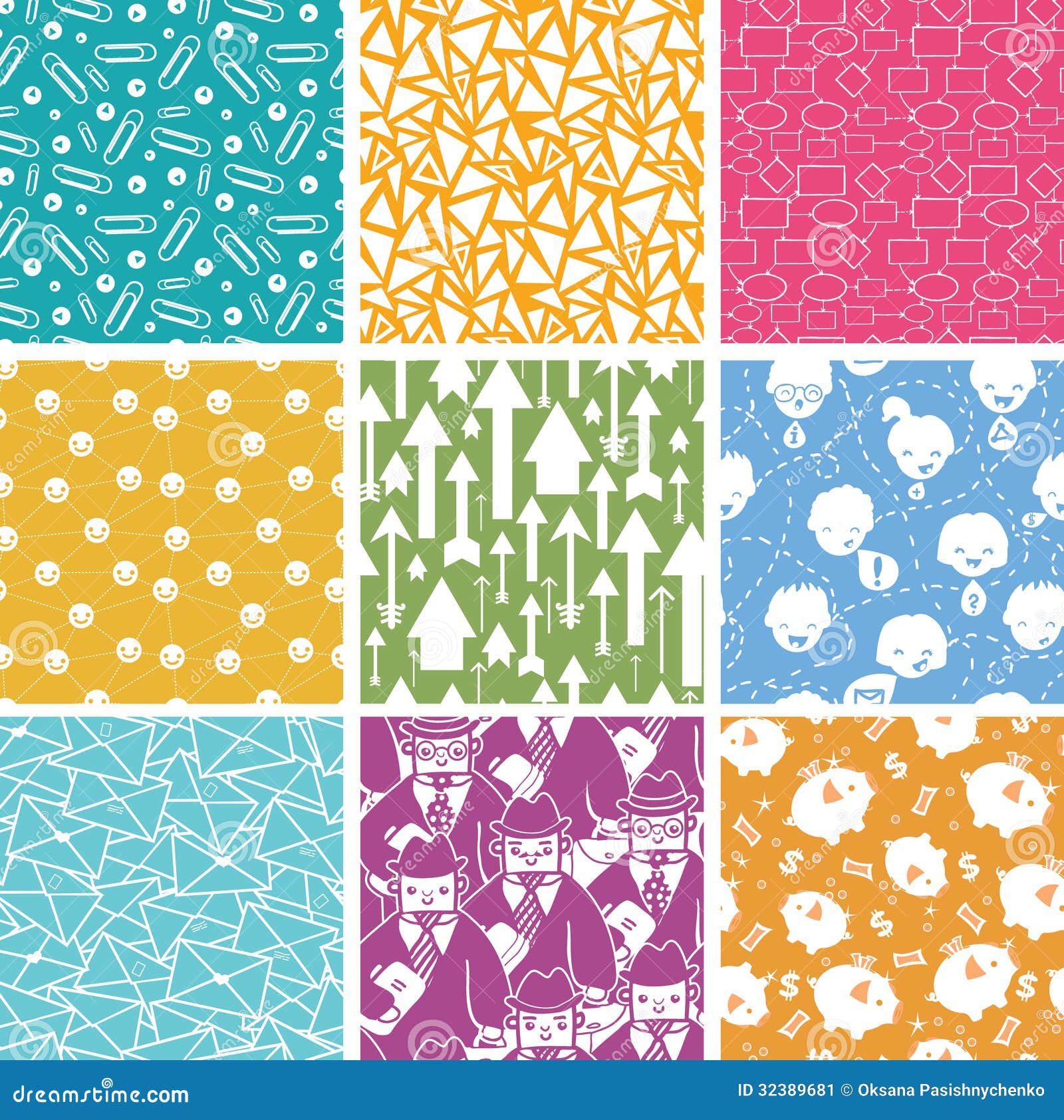 Set of Nine Business Seamless Patterns Backgrounds Stock Vector ...